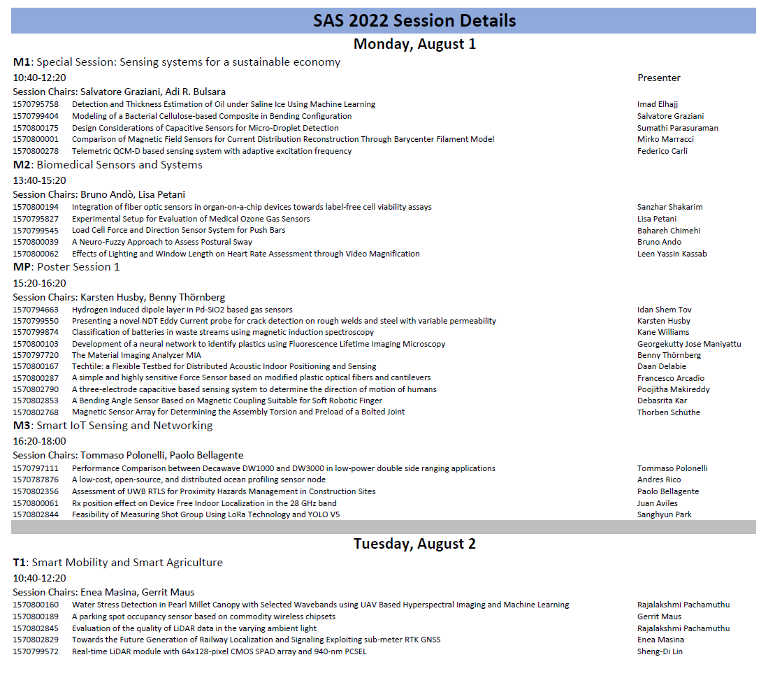 SAS 2022 Final Program - SAS 2022